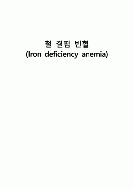 아동 철결핍빈혈 (개인팀과제) 품질 보장해용~~-1페이지