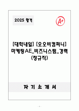 2025 [오오비컴퍼니] 마케팅AE_비즈니스팀_경력(정규직) 자소서-1페이지