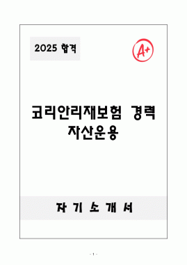 코리안리재보험 경력 자산운용 자소서-1페이지