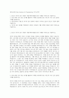 엔씨소프트 Data Analysis & Programming 자기소개서-1페이지