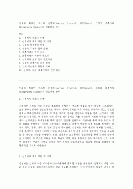 인체의 복잡한 시스템 신경계(Nervous System), 심장(Heart), 그리고 호흡기계(Respiratory System)의 상호작용 탐구-1페이지
