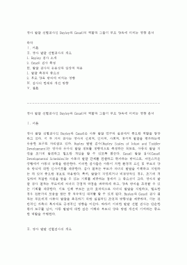 영아 발달 선별검사인 Bayley와 Gesell의 역할과 그들이 부모 양육에 미치는 영향 분석-1페이지