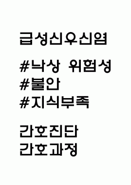 [급성신우신염 간호진단 간호과정] 급성신우신염 낙상 위험성,급성신우신염 불안,급성신우신염 지식부족 간호과정 케이스-1페이지