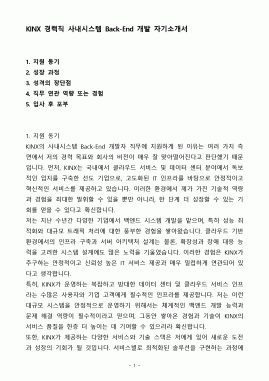 KINX 경력직 사내시스템 Back-End 개발 자기소개서(자소서)(합격자소서)-1페이지