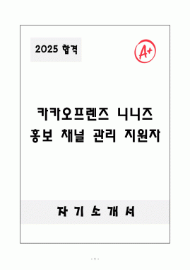 카카오프렌즈 니니즈 홍보 채널 관리 지원자 자기소개서-1페이지