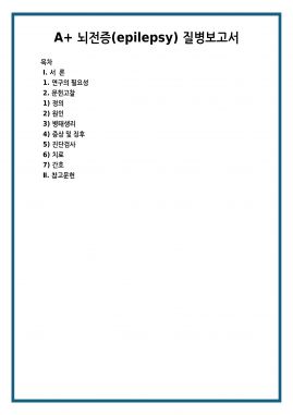 뇌전증(epilepsy) 질병보고서-1페이지