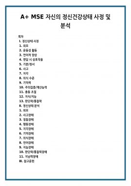 MSE 자신의 정신건강상태 사정 및 분석-1페이지