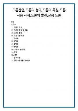 드론산업,드론의 정의,드론의 특징,드론 사용 사례,드론의 발전,군용 드론-1페이지