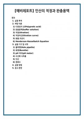 [예비레포트] 인산의 적정과 완충용액-1페이지