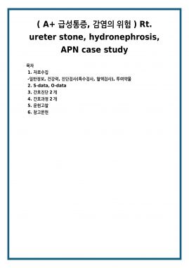 (급성통증, 감염의 위험) Rt. ureter stone, hydronephrosis, APN case study-1페이지