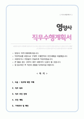 영양사 직무수행계획서-1페이지