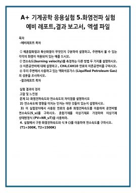 기계공학 응용실험 5.화염전파 실험 예비,결과 보고서, 엑셀 파일-1페이지