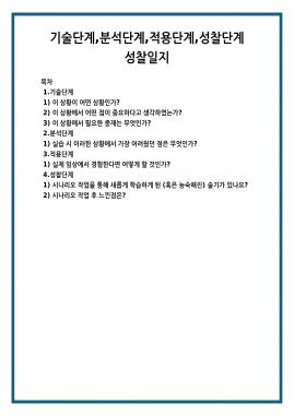 기술단계,분석단계,적용단계,성찰단계 성찰일지-1페이지