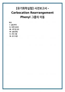 [유기화학실험] 사전보고서 - Carbocation Rearrangement  Phenyl 그룹의 이동-1페이지