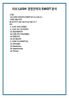 러쉬 LUSH 경영전략과 SWOT분석-1페이지