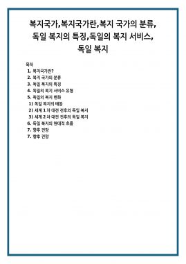 복지국가,복지국가란,복지 국가의 분류,독일 복지의 특징,독일의 복지 서비스,독일 복지-1페이지