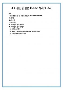 분만실 실습 C-sec 사례 보고서-1페이지