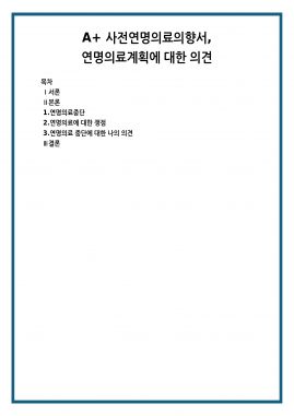사전연명의료의향서, 연명의료계획에 대한 의견-1페이지