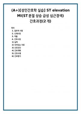[성인간호학 실습] ST elevation MI(ST분절 상승 급성 심근경색) 간호과정(2개)-1페이지