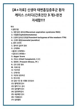 신생아 태변흡입증후군 환자 케이스 스터디(간호진단 3개)-완전 자세함-1페이지