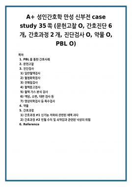 성인간호학 만성 신부전 case study 35쪽 (문헌고찰 O, 간호진단 6개, 간호과정 2개, 진단검사 O, 약물 O, PBL O)-1페이지