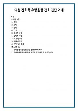 여성 간호학 유방울혈 간호 진단 2개-1페이지