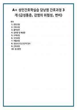 성인간호학실습 담낭염 간호과정 3개 (급성통증, 감염의 위험성, 변비)-1페이지