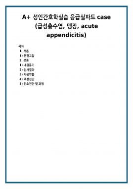 성인간호학실습 응급실파트 case (급성충수염, 맹장, acute appendicitis)-1페이지