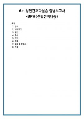 성인간호학실습 질병보고서 -BPH(전립선비대증)-1페이지