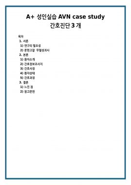 성인실습 AVN case study 간호진단3개-1페이지