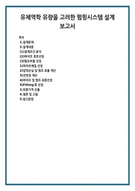 유체역학 유량을 고려한 펌핑시스템 설계 보고서-1페이지