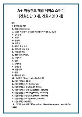 아동간호 폐렴 케이스 스터디(간호진단 3개, 간호과정 3개)-1페이지