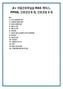 아동간호학실습 MAS 케이스, PPHN, 간호진단 6개, 간호과정 3개-1페이지