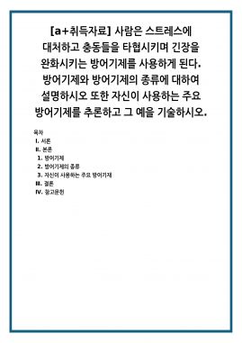 레포트) 사람은 스트레스에 대처하고 충동들을 타협시키며 긴장을 완화시키는 방어기제를 사용하게 된다. 방어기제와 방어기제의 종류에 대하여-1페이지
