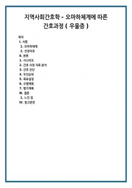 지역사회간호학 - 오마하체계에 따른 간호과정 ( 우울증 )-1페이지