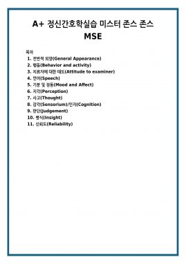 정신간호학실습 미스터 존스 존스 MSE-1페이지
