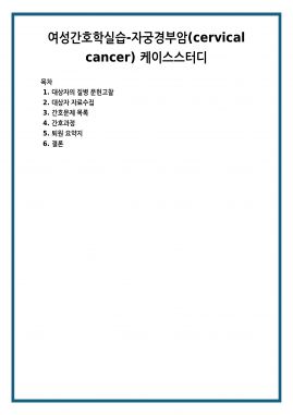 여성간호학실습-자궁경부암(cervical cancer) 케이스스터디-1페이지