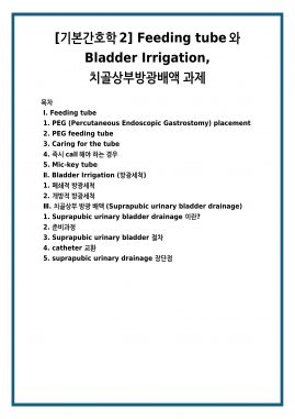 [기본간호학2] Feeding tube와 Bladder Irrigation, 치골상부방광배액 과제-1페이지