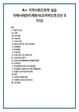 지역사회간호학 실습 치매사례관리계획서(오마하간호진단 3가지)-1페이지
