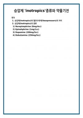 승압제 inotropics종류와 약물기전-1페이지