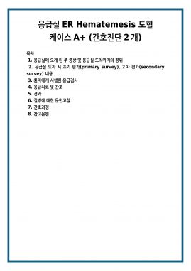 응급실 ER Hematemesis 토혈 케이스 (간호진단 2개)-1페이지