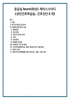 응급실 burn(화상) 케이스스터디(성인간호학실습, 간호진단2개)-1페이지
