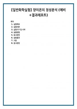 [일반화학실험] 양이온의 정성분석 (예비+결과레포트)-1페이지