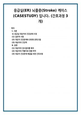응급실(ER) 뇌졸중(Stre) 케이스(CASESTUDY) 입니다. (간호과정 3개)-1페이지