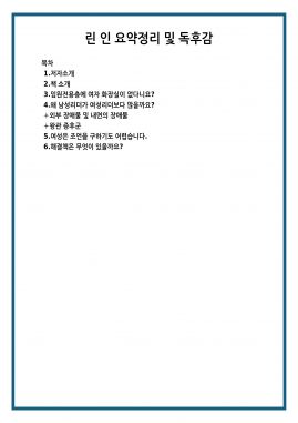 린 인 요약정리 및 독후감-1페이지
