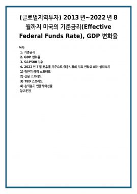 (글로벌지역투자) 2013년~2022년 8월까지 미국의 기준금리(Effective Federal Funds Rate), GDP 변화율 (5)-1페이지