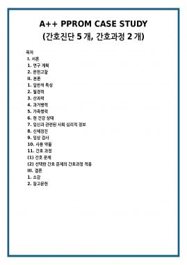 PPROM CASE STUDY (간호진단 5개, 간호과정 2개)-1페이지