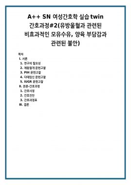SN 여성간호학 실습twin 간호과정2(유방울혈과 관련된 비효과적인 모유수유, 양육 부담감과 관련된 불안)-1페이지