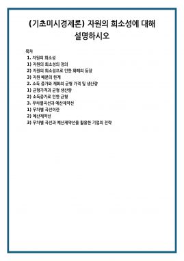 (기초미시경제론) 자원의 희소성에 대해 설명하시오 (13)-1페이지