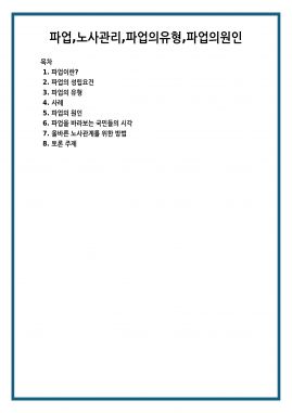 파업,노사관리,파업의유형,파업의원인-1페이지